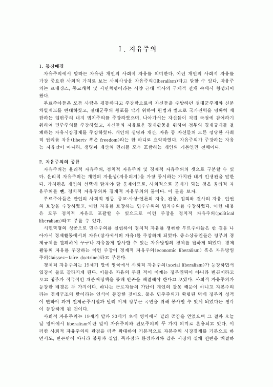 보수주의와 자유주의그리고 신자유주의