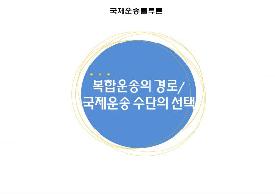 [국제운송물류론] 복합운송의 경로 & 국제운송 수단의 선택