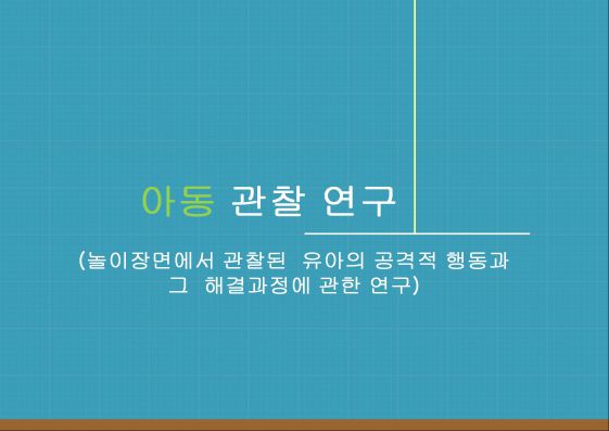 아동 관찰 연구 (놀이장면에서 관찰된  유아의 공격적 행동과 그 해결과정에 관한 연구)