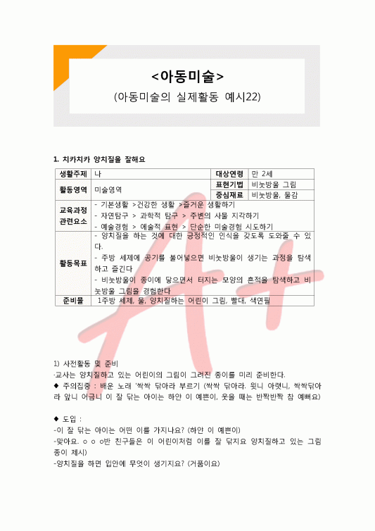 (시험대비) [아동미술] 아동미술의 실제활동 예시22