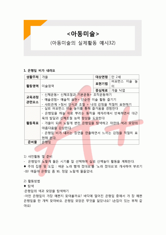 (시험대비) [아동미술] 아동미술의 실제활동 예시32