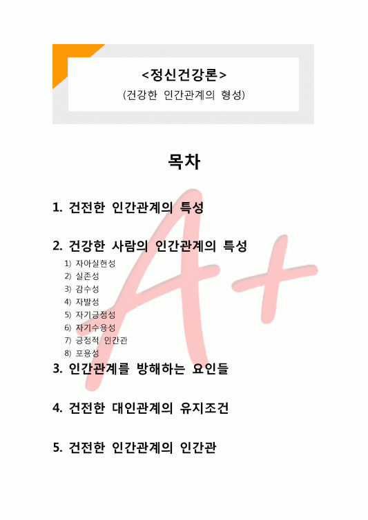 (시험대비) [정신건강론] 건강한 인간관계의 형성