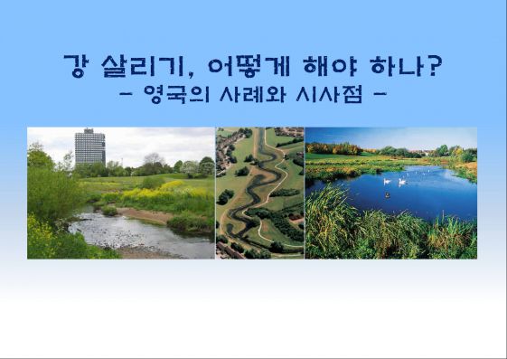 강 살리기, 어떻게 해야 하나?- 영국의 사례와 시사점 -