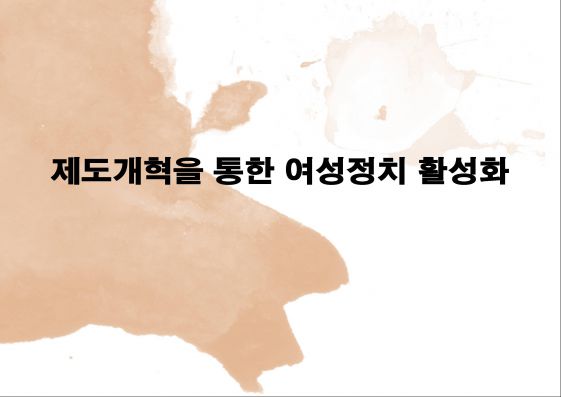 제도개혁을 통한 여성정치 활성화