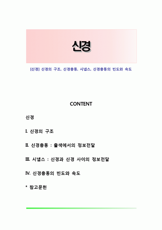 [신경] 신경의 구조, 신경충동, 시냅스, 신경충동의 빈도와 속도