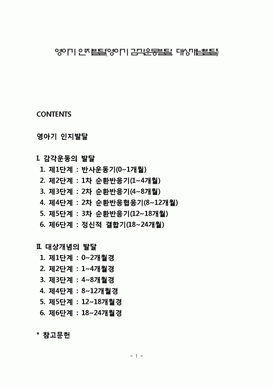 영아기 인지발달(영아기 감각운동발달, 대상개념발달)