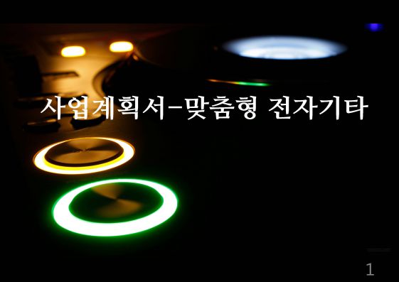 사업계획서 - 맞춤형 전자기타 : 사업계획서