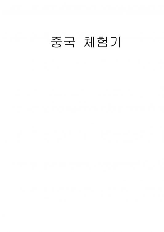 중국체험기 레포트 자료