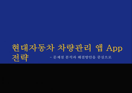 현대자동차 차량관리 : 현대자동차 차량관리 앱 App 전략