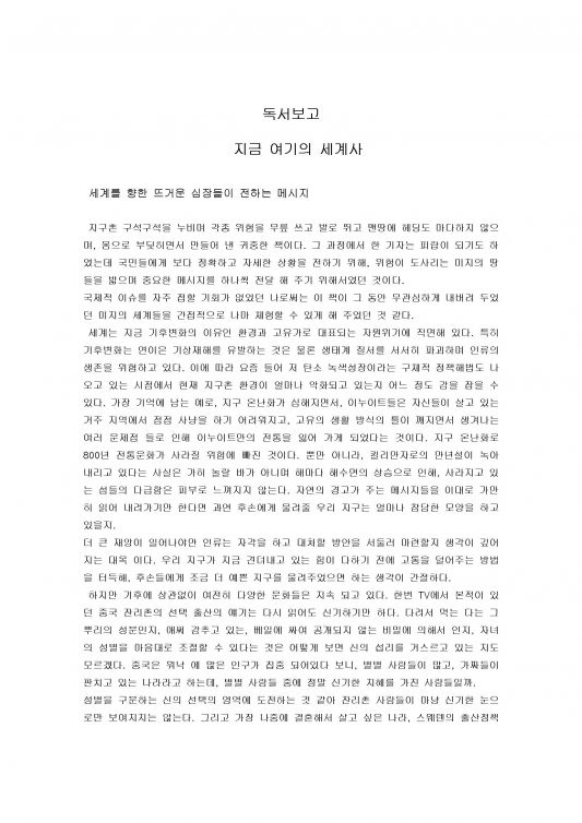 [독후감/서평/요약] 독후감 - 지금 여기의 세계사