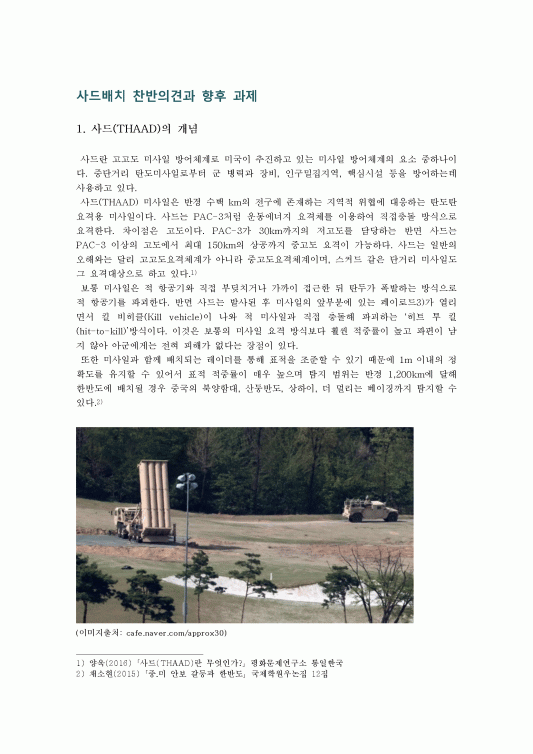 [사드배치 찬반] 사드배치 찬반의견과 사드배치에 따른 향후 과제 - 사드배치 찬성과 반대 및 과제