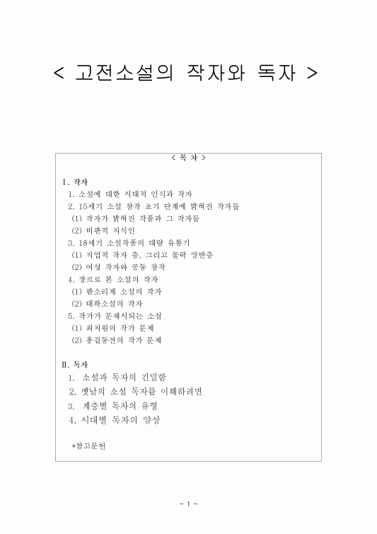 고전소설의 작자와 독자 이론정리