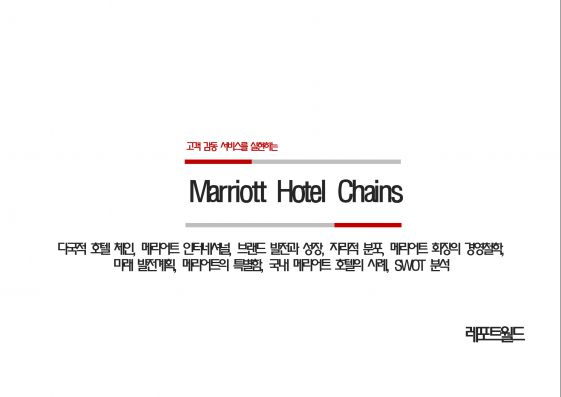 ★ 메리어트 호텔 - Marriott Hotel Chains, 다국적 호텔 체인, 메리어트 인터네셔널, 브랜드 발전과 성장, 지리적 분포, 메리어트 회장의 경영철학, 미래 발전계획