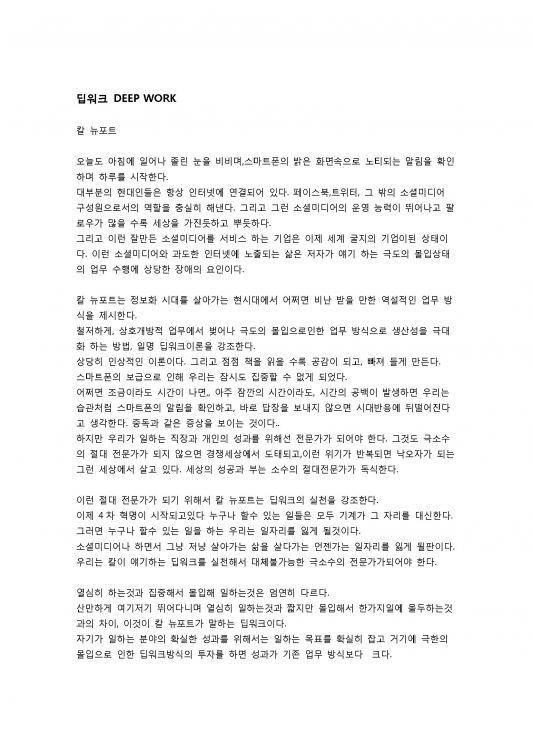 딥워크 deep work