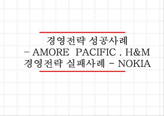경영전략 성공사례 – AMORE PACIFIC . H&M 경영전략 실패사례 - NOKIA