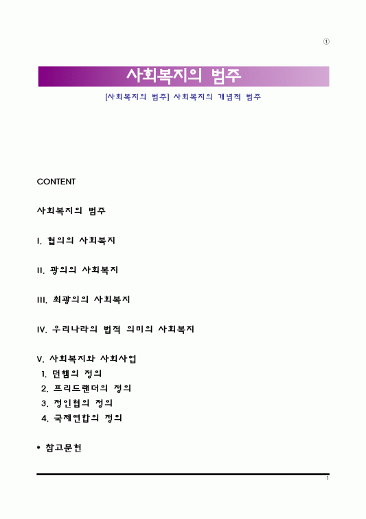 [사회복지의 범주] 사회복지의 개념적 범주