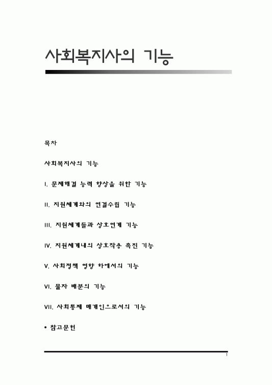 사회복지사의 기능