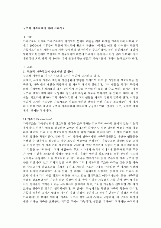 구조적 가족치료에 대해 논하시오