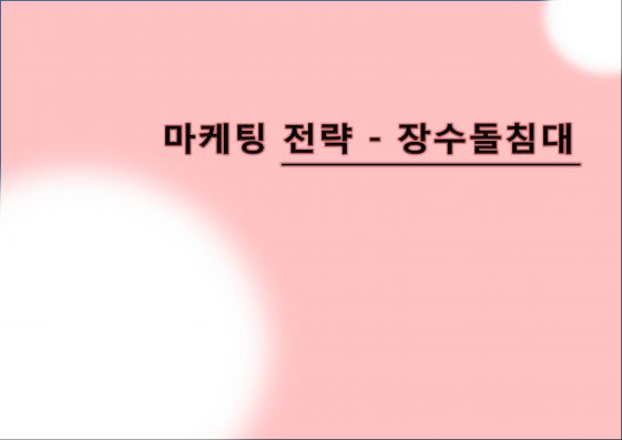 마케팅전략-장수돌침대