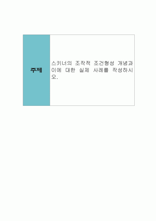 스키너의 조작적 조건형성 개념과 이에 대한 실제 사례를 작성하시오