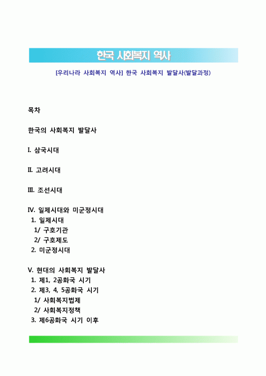 [우리나라 사회복지 역사] 한국 사회복지 발달사(발달과정)