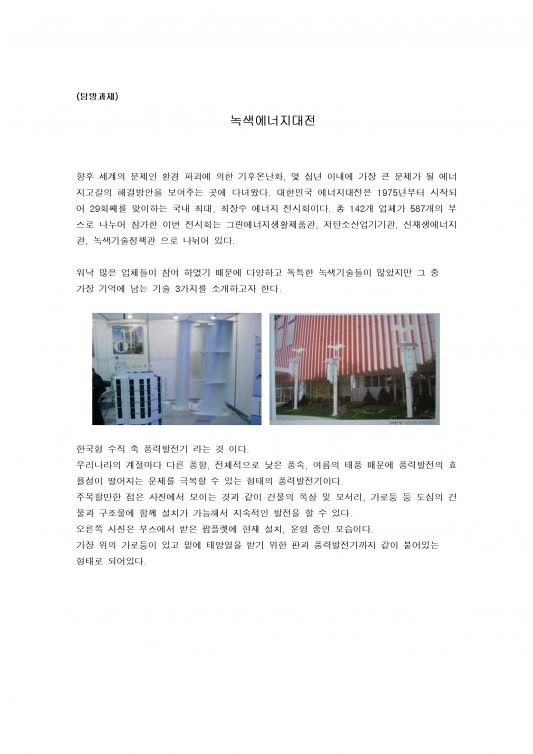 탐방 보고서 (녹색에너지대전)
