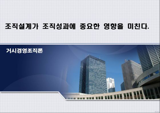 [거시경영조직론] 조직설계가 조직성과에 중요한 영향을 미친다