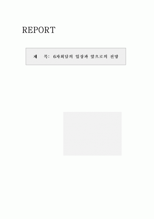 6자 회담의 입장과 앞으로의 전망