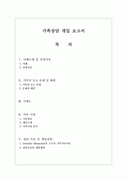 가족상담 개입 보고서