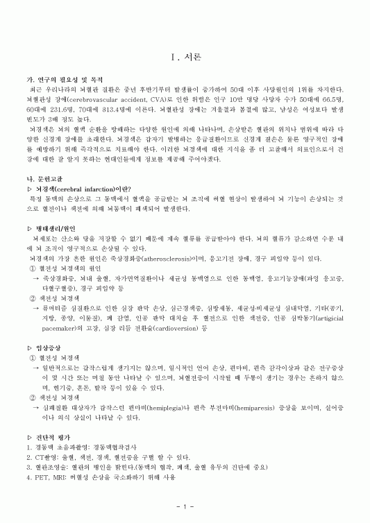 뇌경색 간호사정
