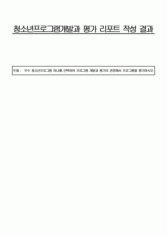 청소년프로그램개발과 평가 리포트 작성