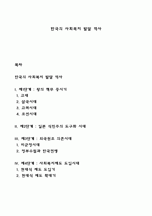 한국의 사회복지 발달 역사