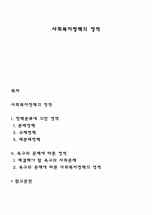 사회복지정책의 영역