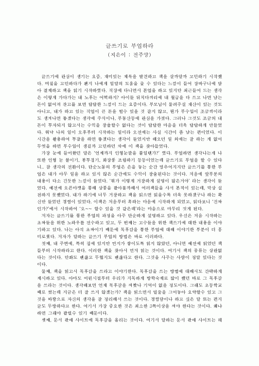 글쓰기로 부업하라 책을 읽고 독후감