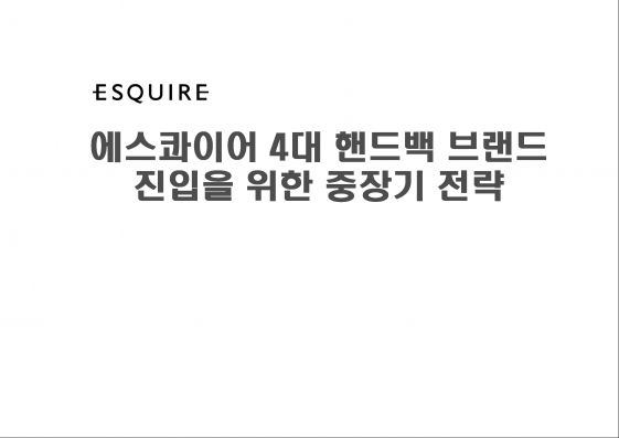 에스콰이어 4대 핸드백 브랜드 진입을 위한 중장기 전략