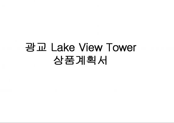 광교 Lake View Tower 상품계획서