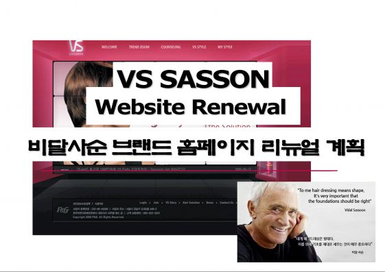 비달사순 브랜드 홈페이지 리뉴얼 계획
