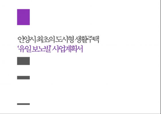 안양시 최초의 도시형 생활주택‘유일 보노빌’ 사업계획서
