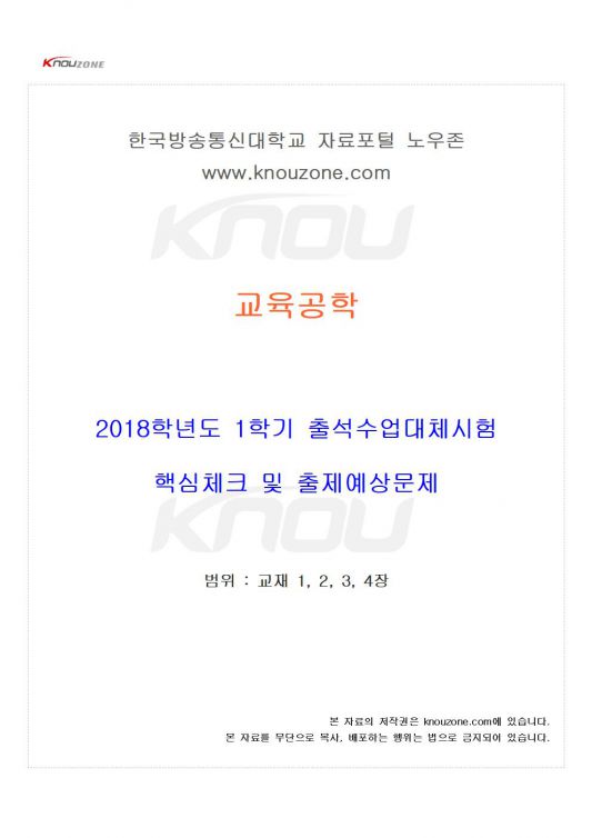 2018년 1학기 교육공학 출석대체시험 핵심체크