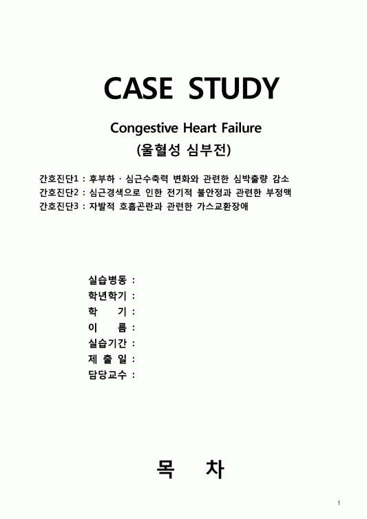 간호 실습 케이스 성인간호