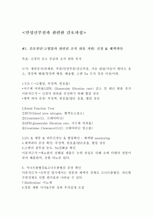 [간호] 만성신부전 간호과정
