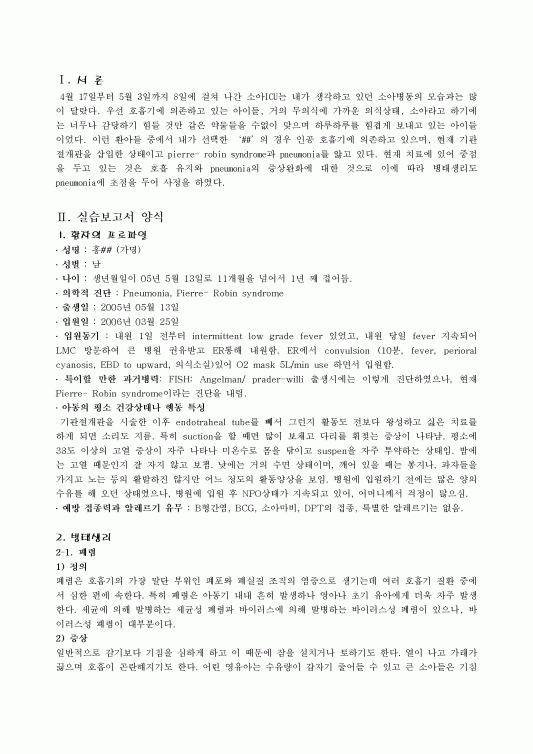 소아 ICU CASE 레포트 자료