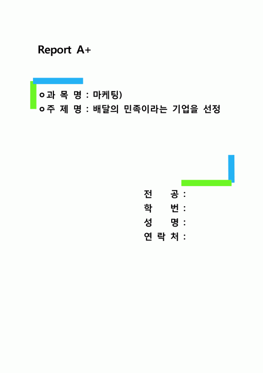 마케팅관련 ) 배달의 민족이라는 기업을 선정