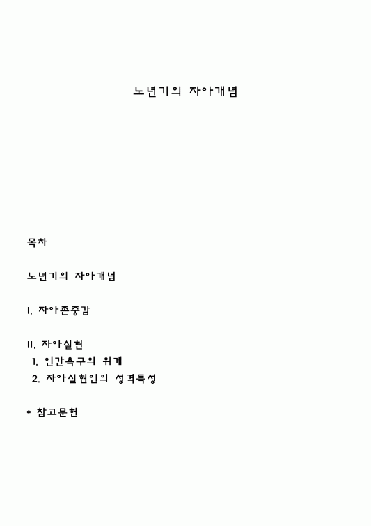 노년기의 자아개념