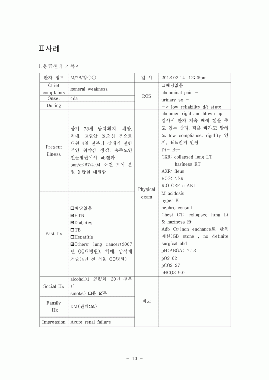 급성신부전 케이스스터디