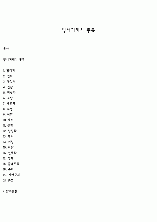 방어기제의 종류 [분석/조사]