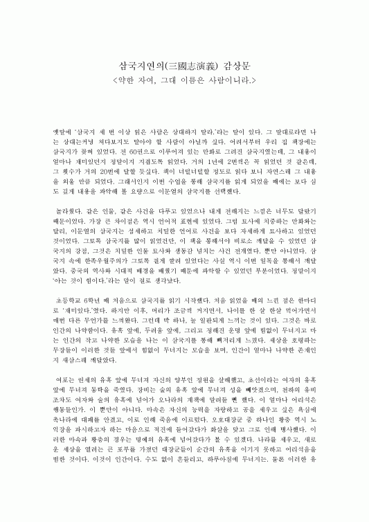 삼국지연의(三國志演義) 감상문