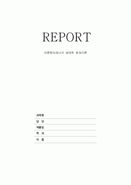 브론펜브레너의 생태학 체계이론의 적용