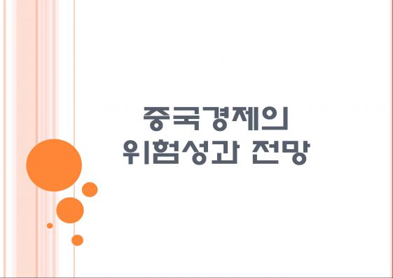 중국경제의 위험성과 전망