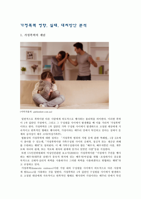 가정폭력 영향 실태 대처방안 분석